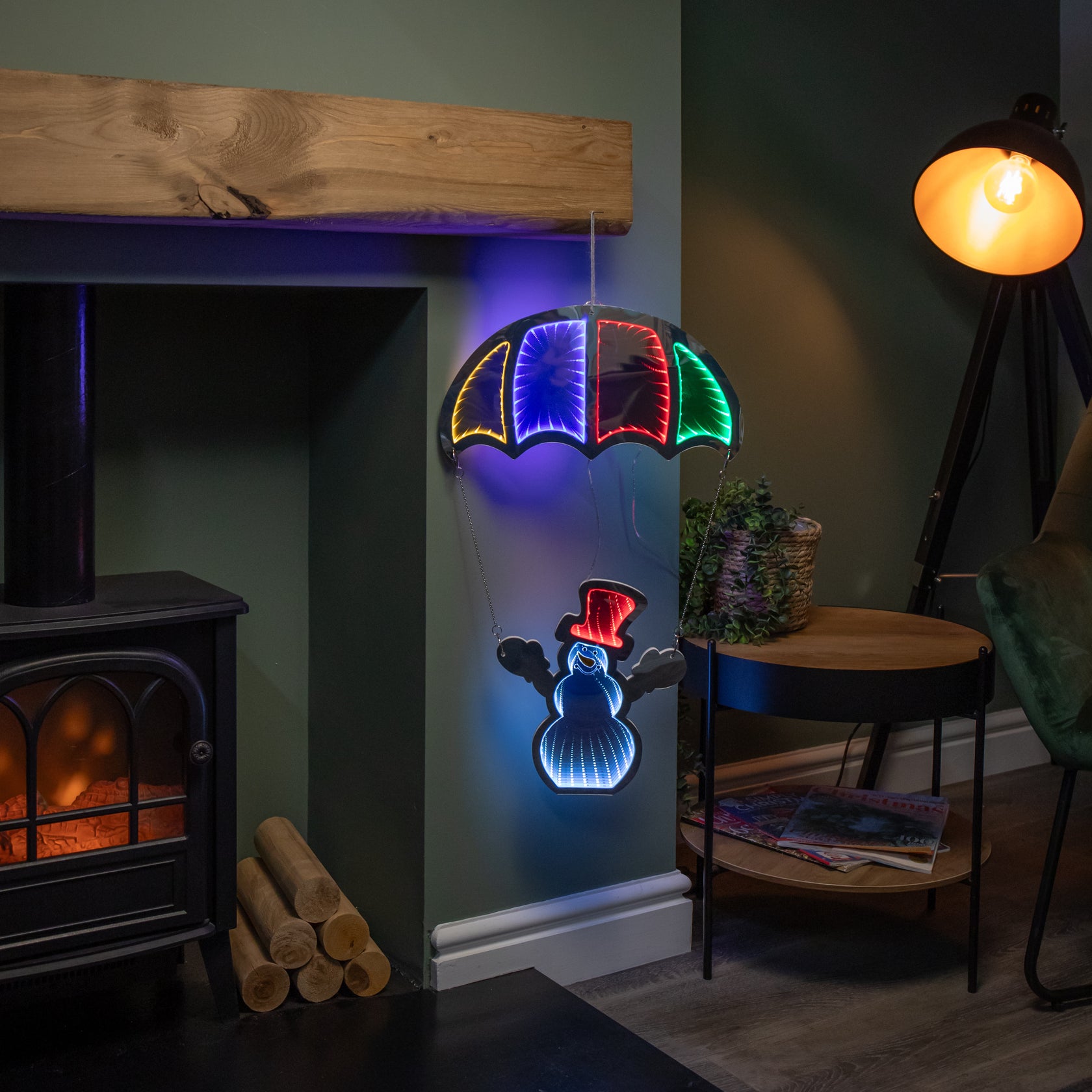 60cm LED Infinity Light Snowman Hanging Parachute– Cheaper Online