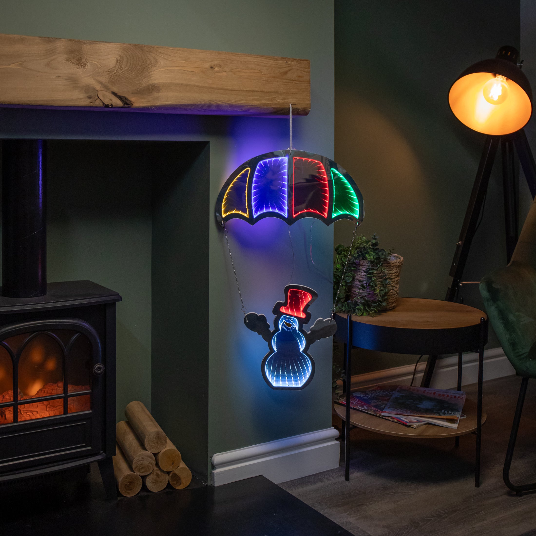 60cm LED Infinity Light Snowman Hanging Parachute– Cheaper Online