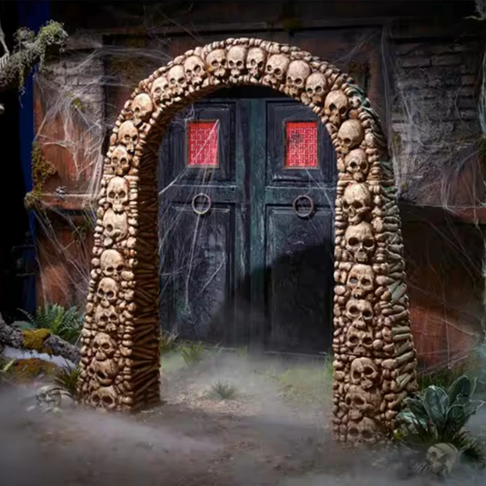 Home Accents 7.5ft Tall Skull and Bones Halloween Entrance Archway Dec ...