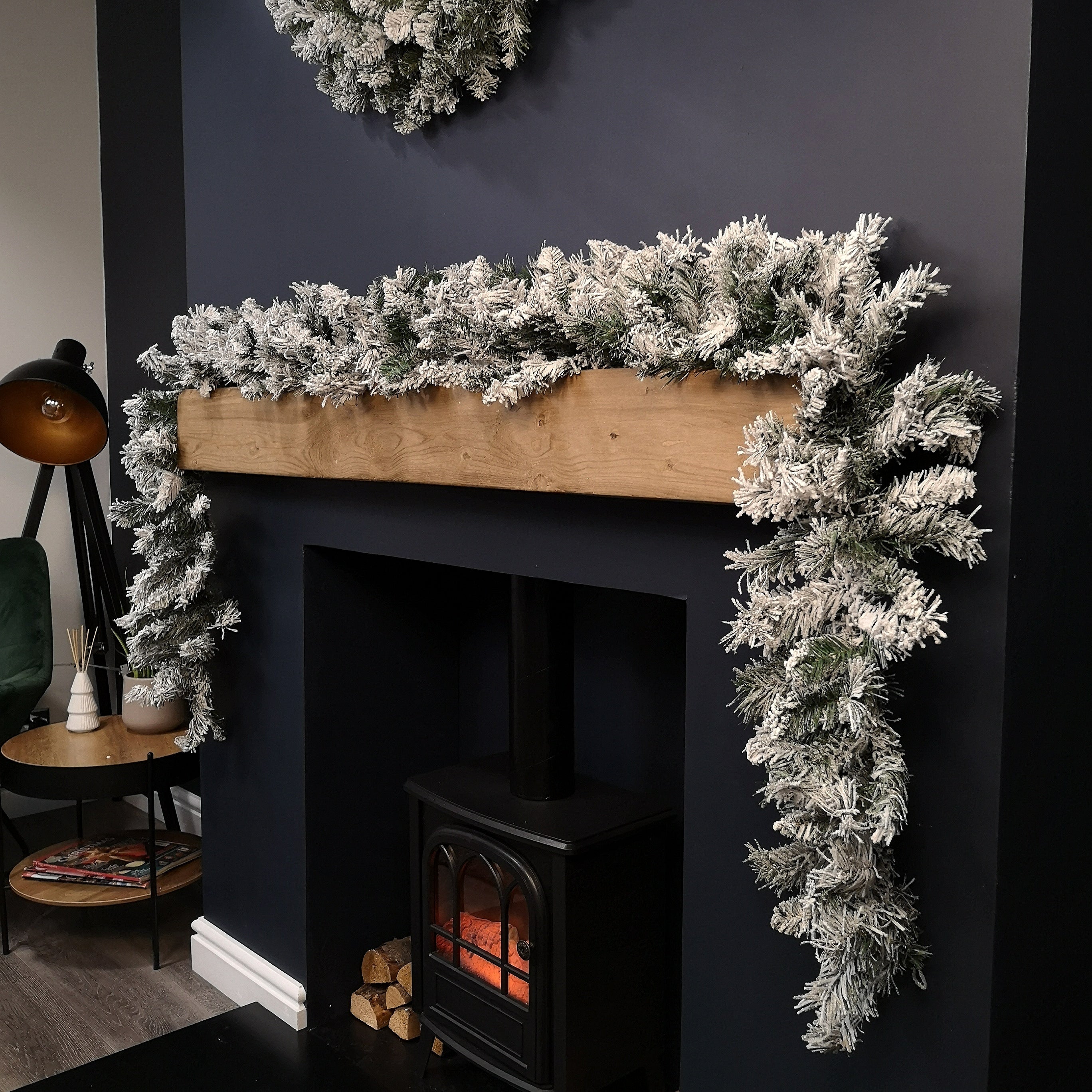 2.7m Green Snow Flocked Christmas Garland with 190 Tips– Cheaper Online