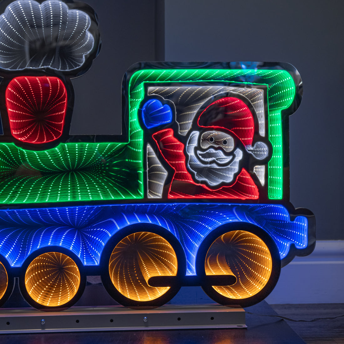 63cm Light up Christmas Train Infinity Decoration with Santa & LEDs ...