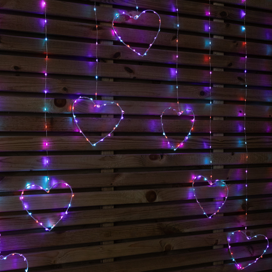 1.2m x 1.2m Light up Heart Pin Wire Christmas Curtain Lights with 303 ...
