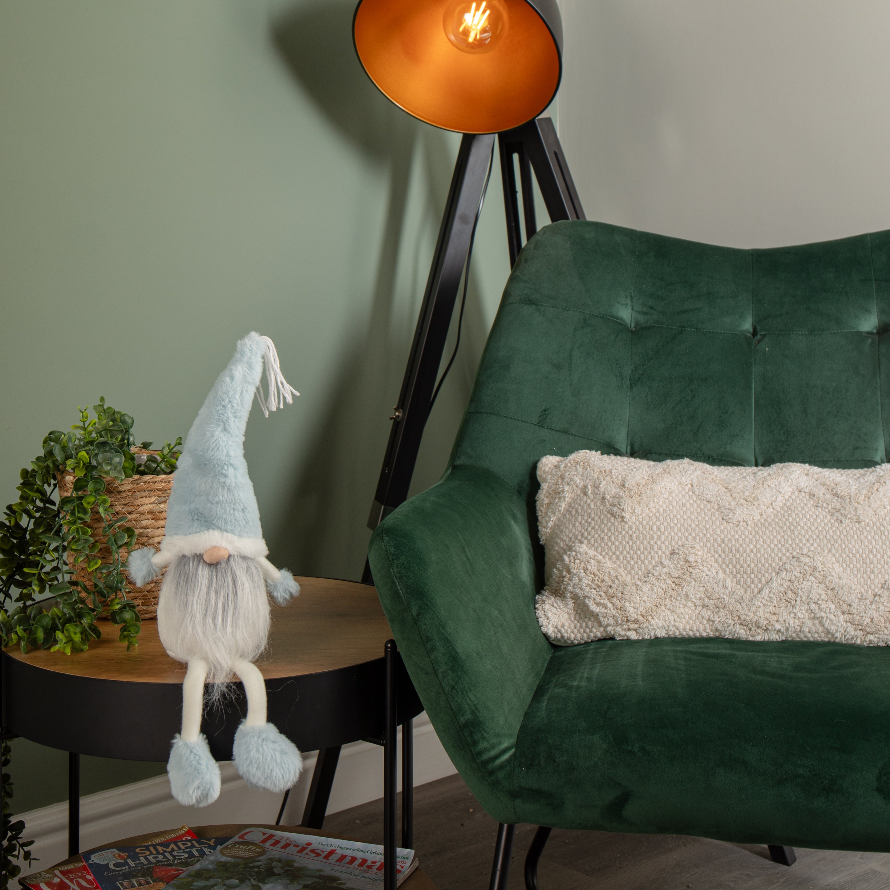 48cm Pastel Blue Plush Sitting Christmas Gonk with Dangly Legs Decorat ...