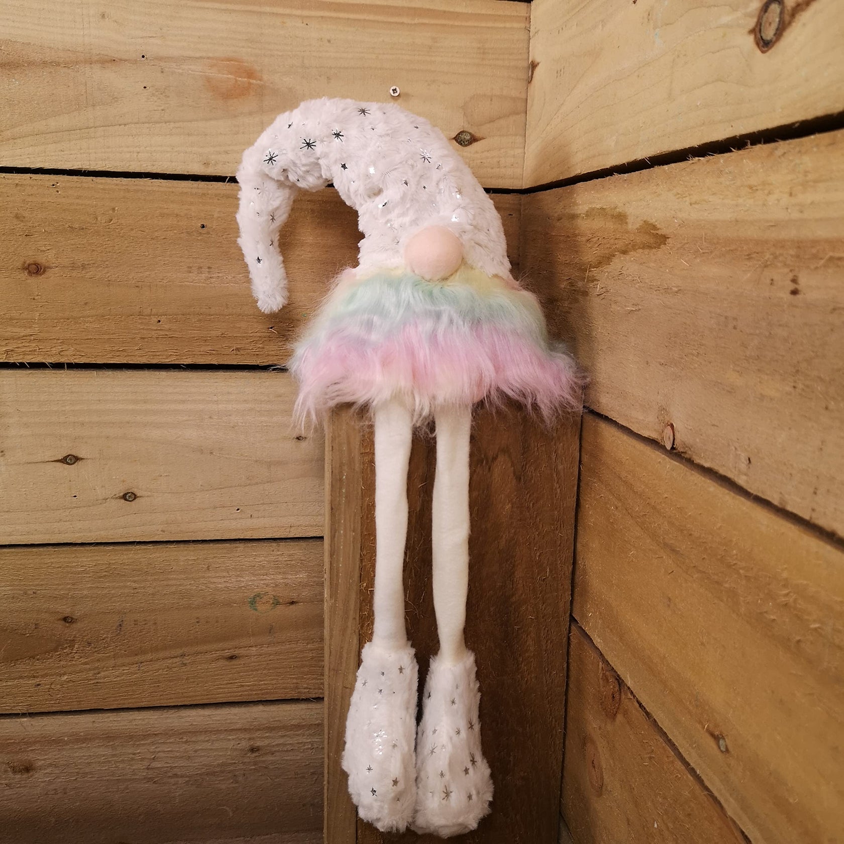 70cm Festive Christmas Rainbow Haired Plush Gonk Dangly Legs & Starry ...