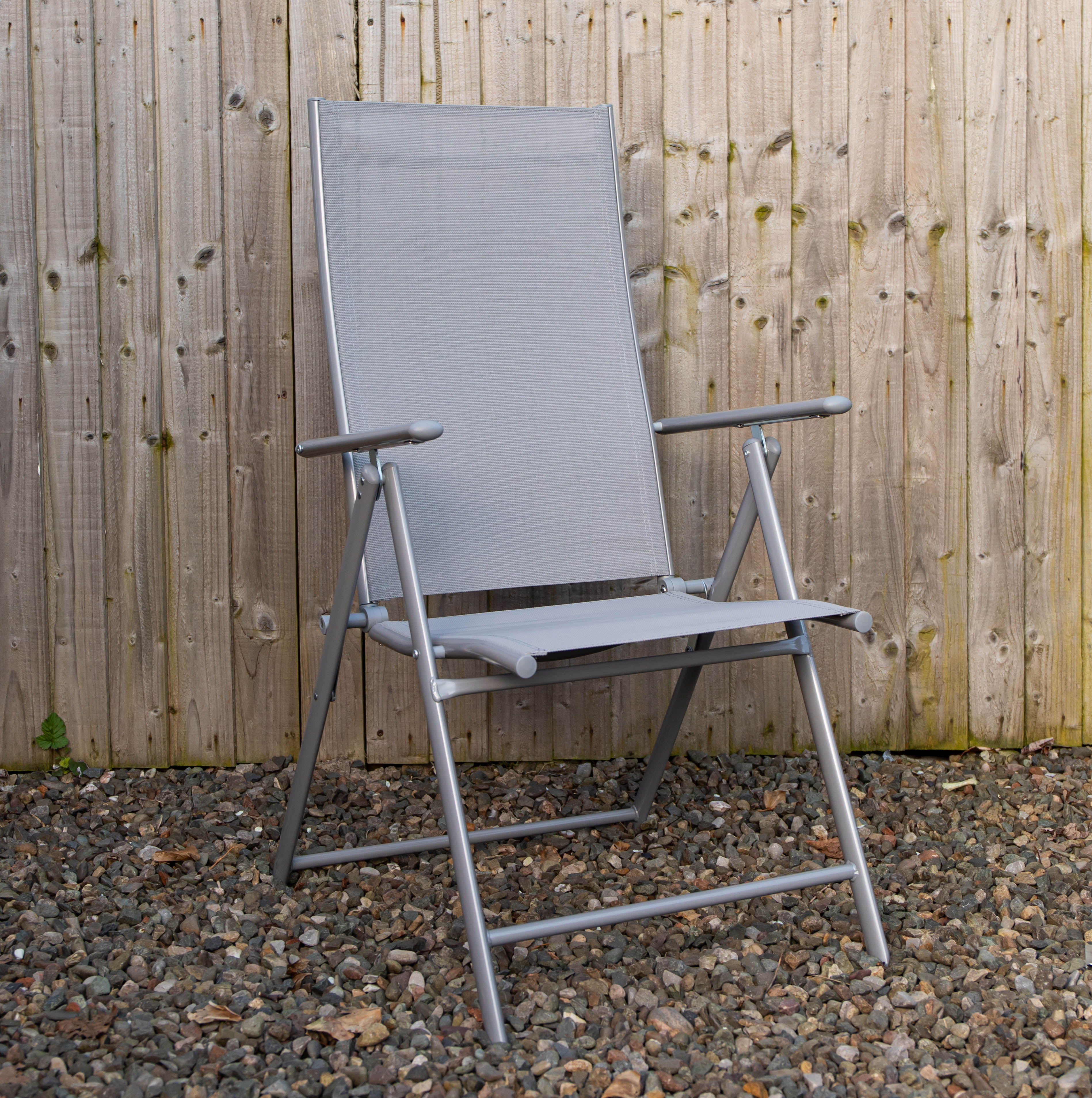 Outdoor Garden Patio Multi Position Reclining Folding Chair in Grey ...