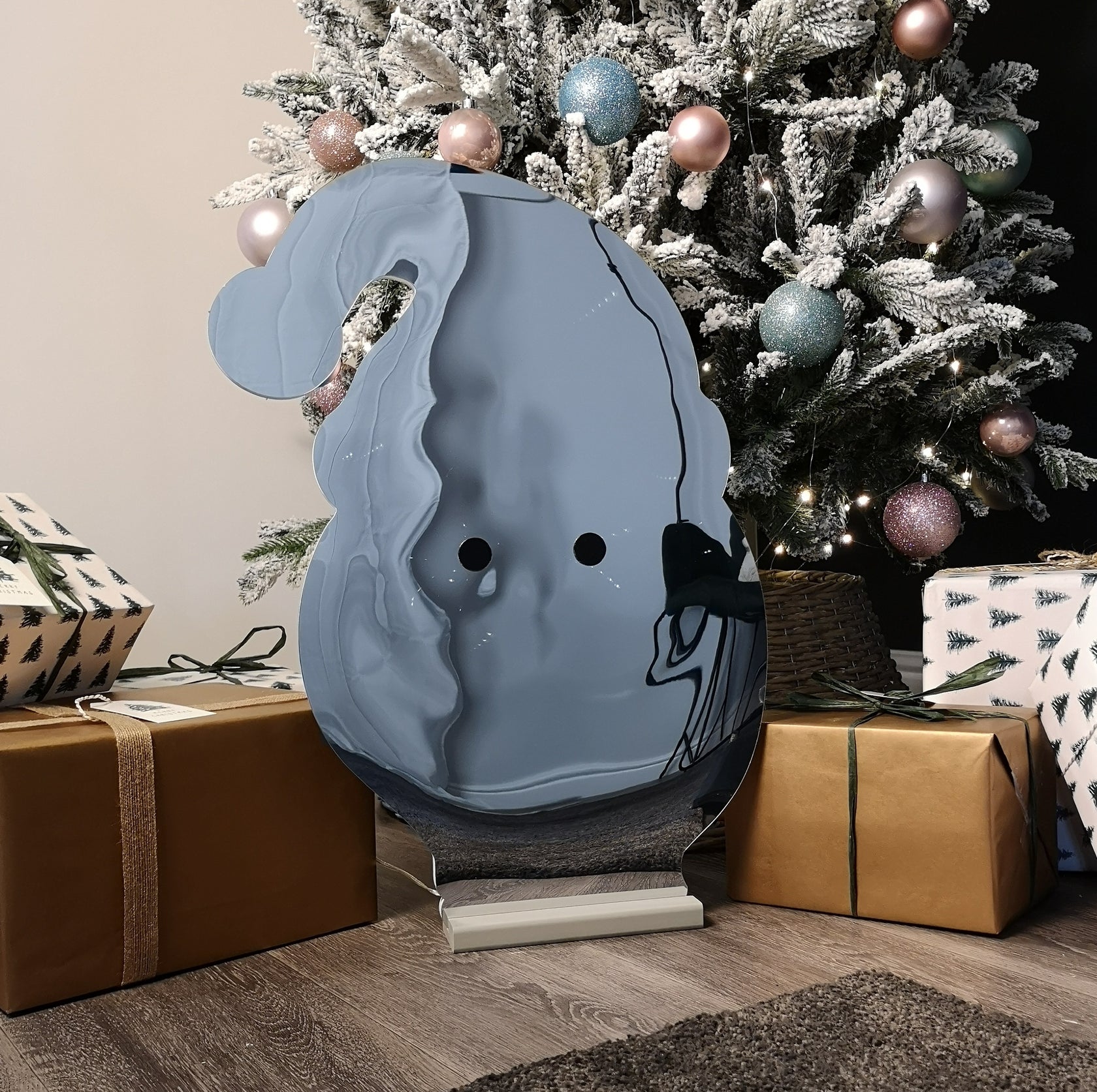 60cm LED Infinity Light Standing Santa Decoration with Wooden Base ...