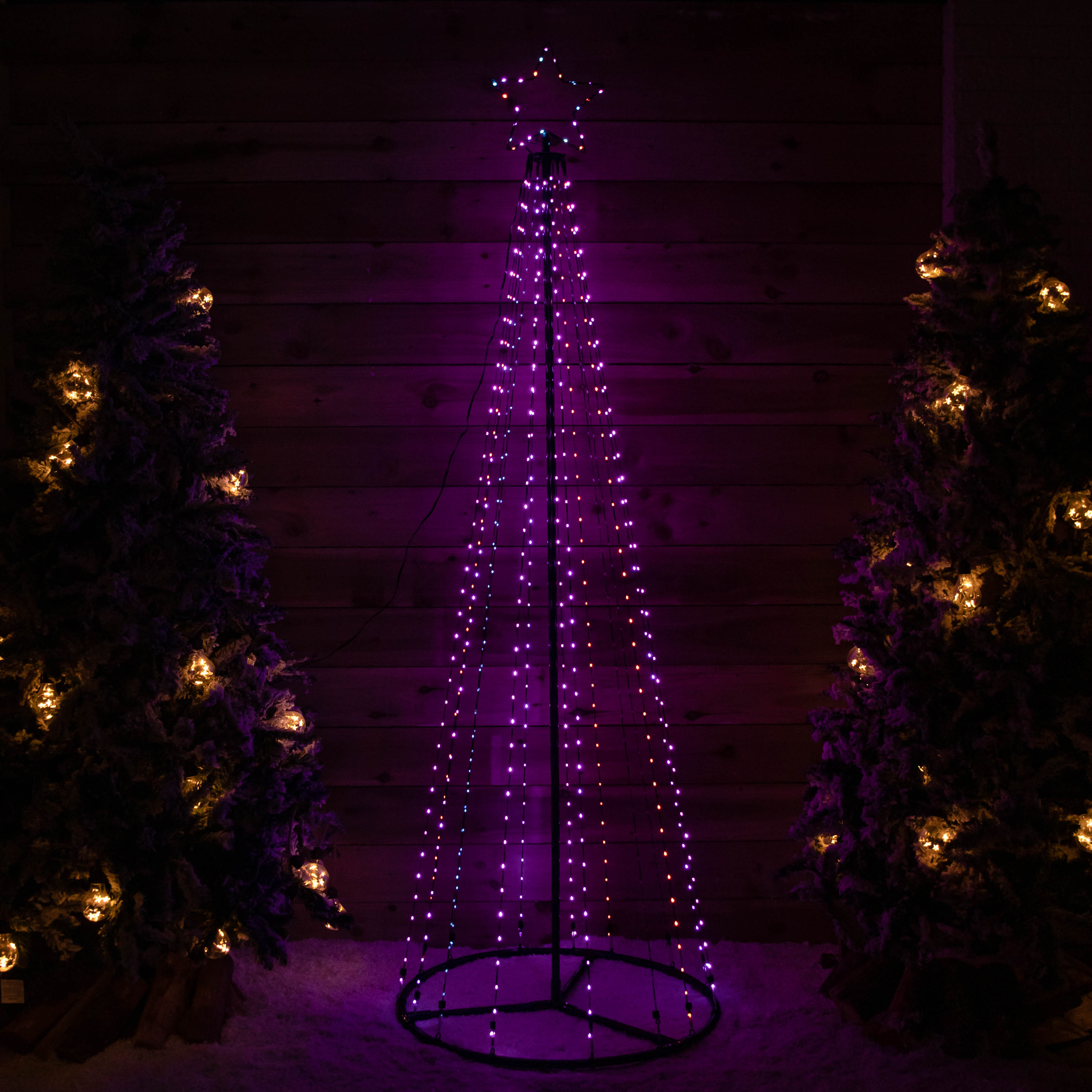 2.1m Light up Christmas Pyramid Cone Tree with 580 Multi-Action Rainbo ...