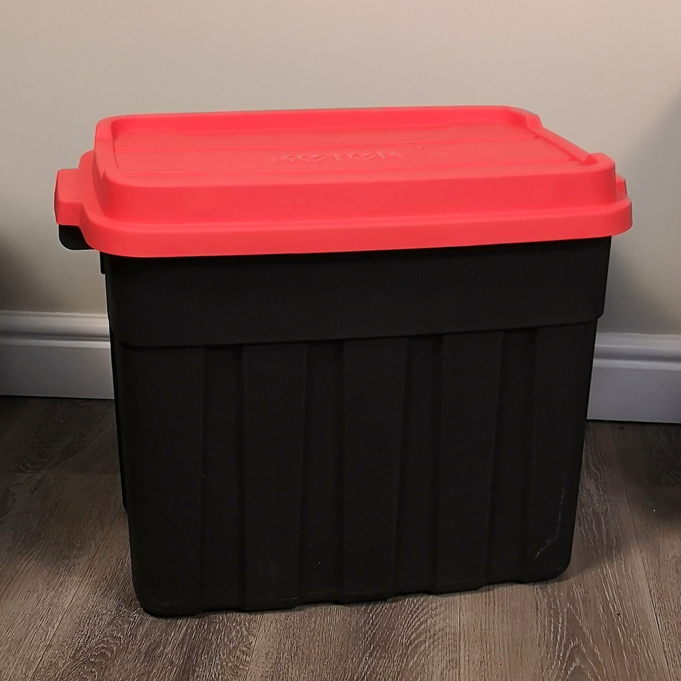 68L Black and Red Tuff Stackable Storage Box with Lid and Carry Handle ...