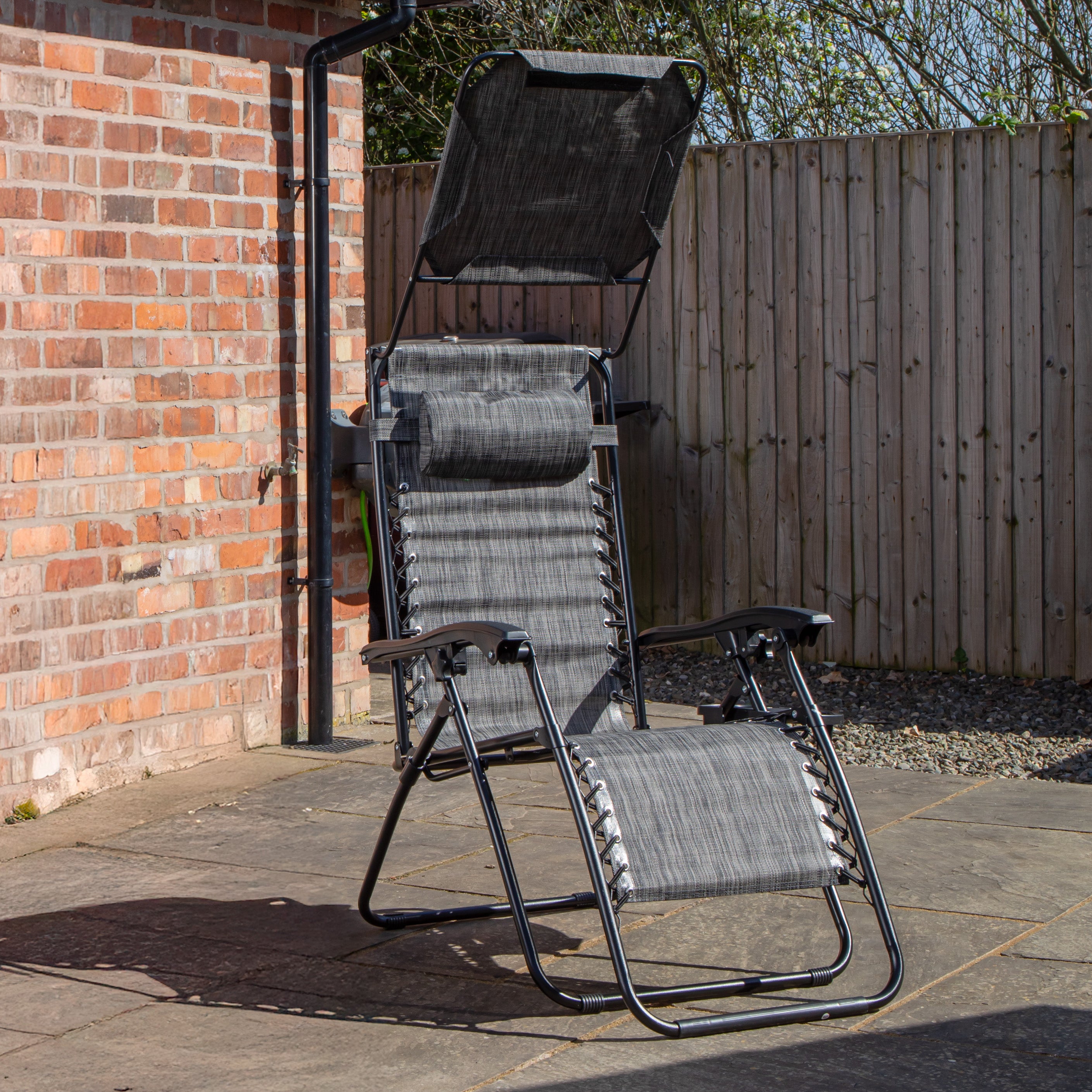 Multi Position Garden Gravity Relaxer Chair Sun Lounger with Sun Canop ...