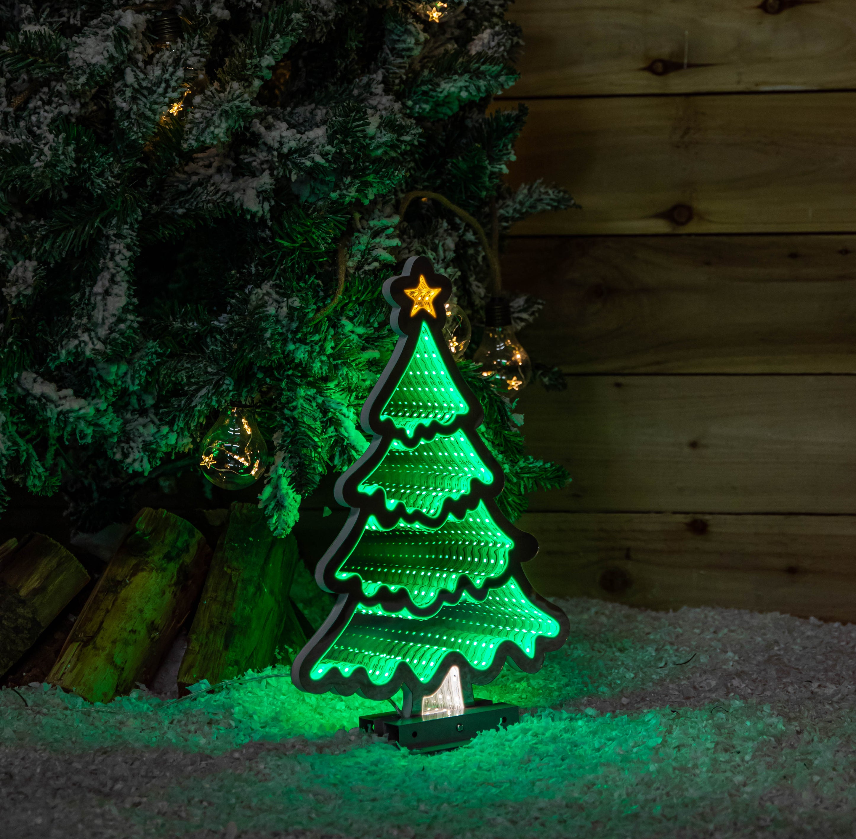 40cm Infinity Standing Christmas Tree with Metal Base and Green LEDs ...