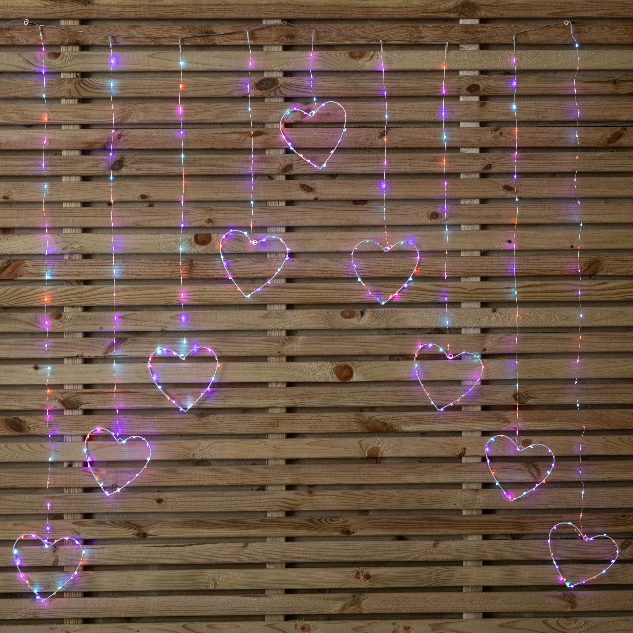 1.2m x 1.2m Light up Heart Pin Wire Christmas Curtain Lights with 303 ...