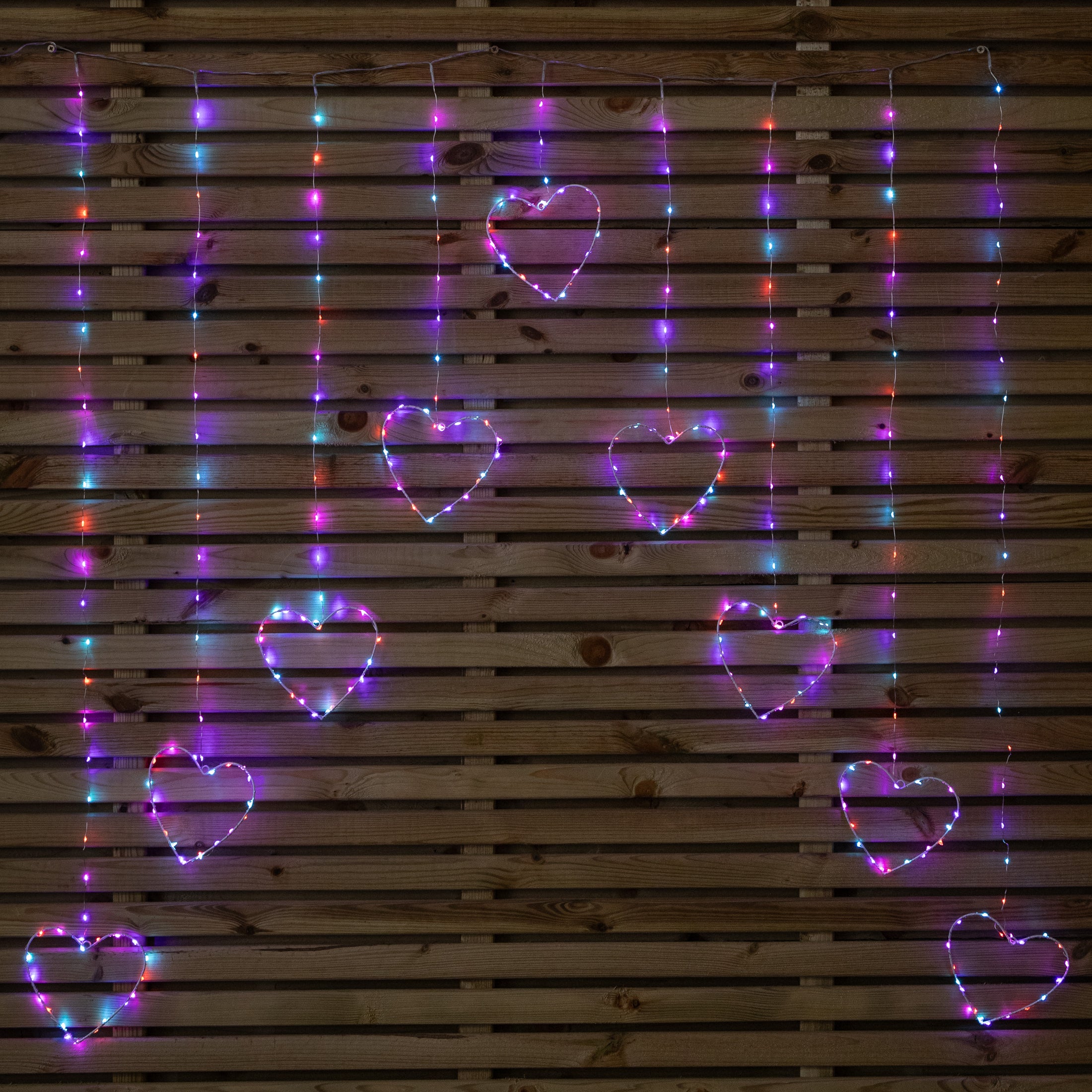 1.2m x 1.2m Light up Heart Pin Wire Christmas Curtain Lights with 303 ...