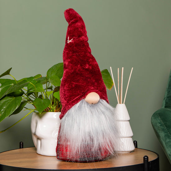 48cm Red Tartan Sitting Christmas Gonk with Snowflake Hat– Cheaper Online