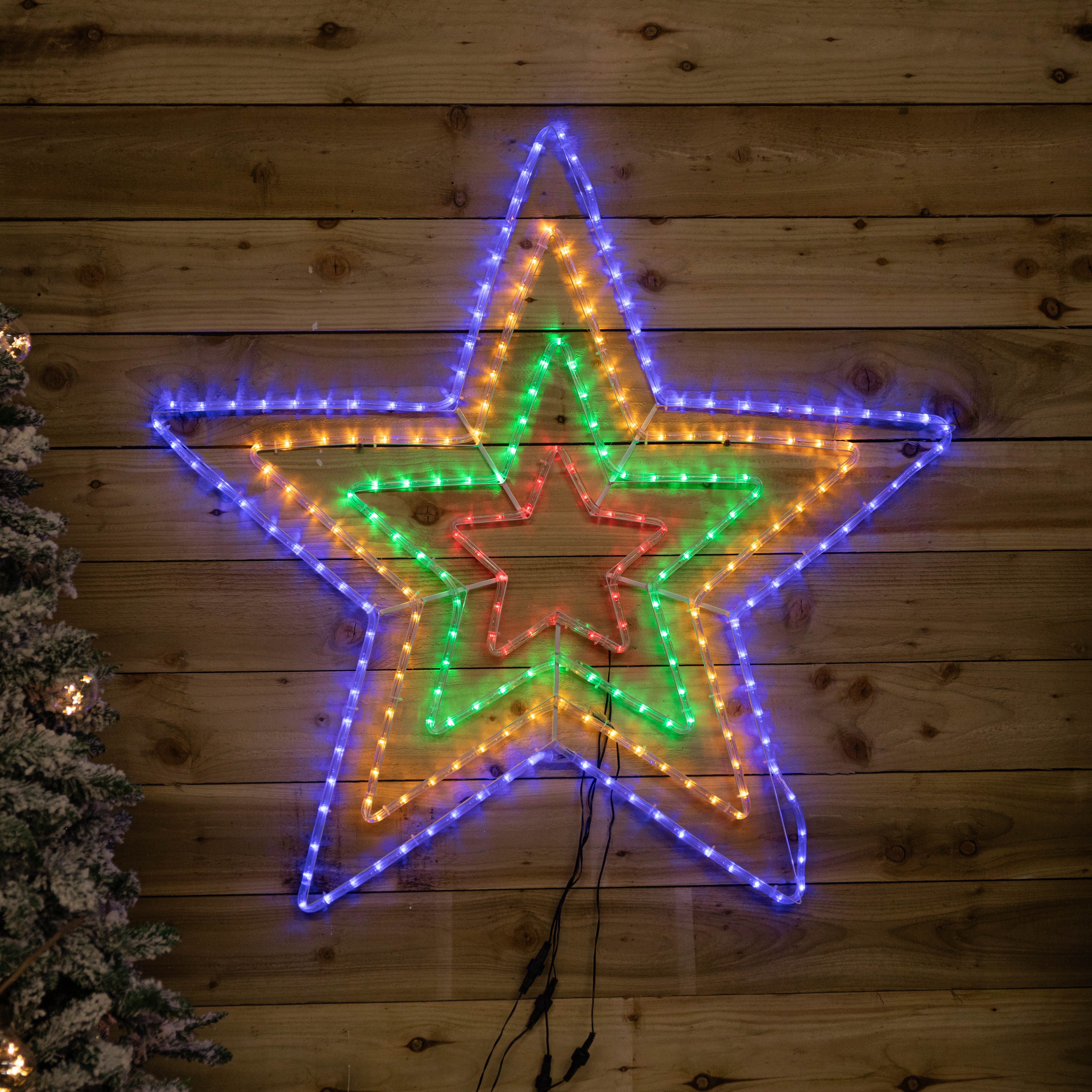 1.7m x 1.3m Light up Hanging Christmas Star Rope Light with Multi-Colo ...