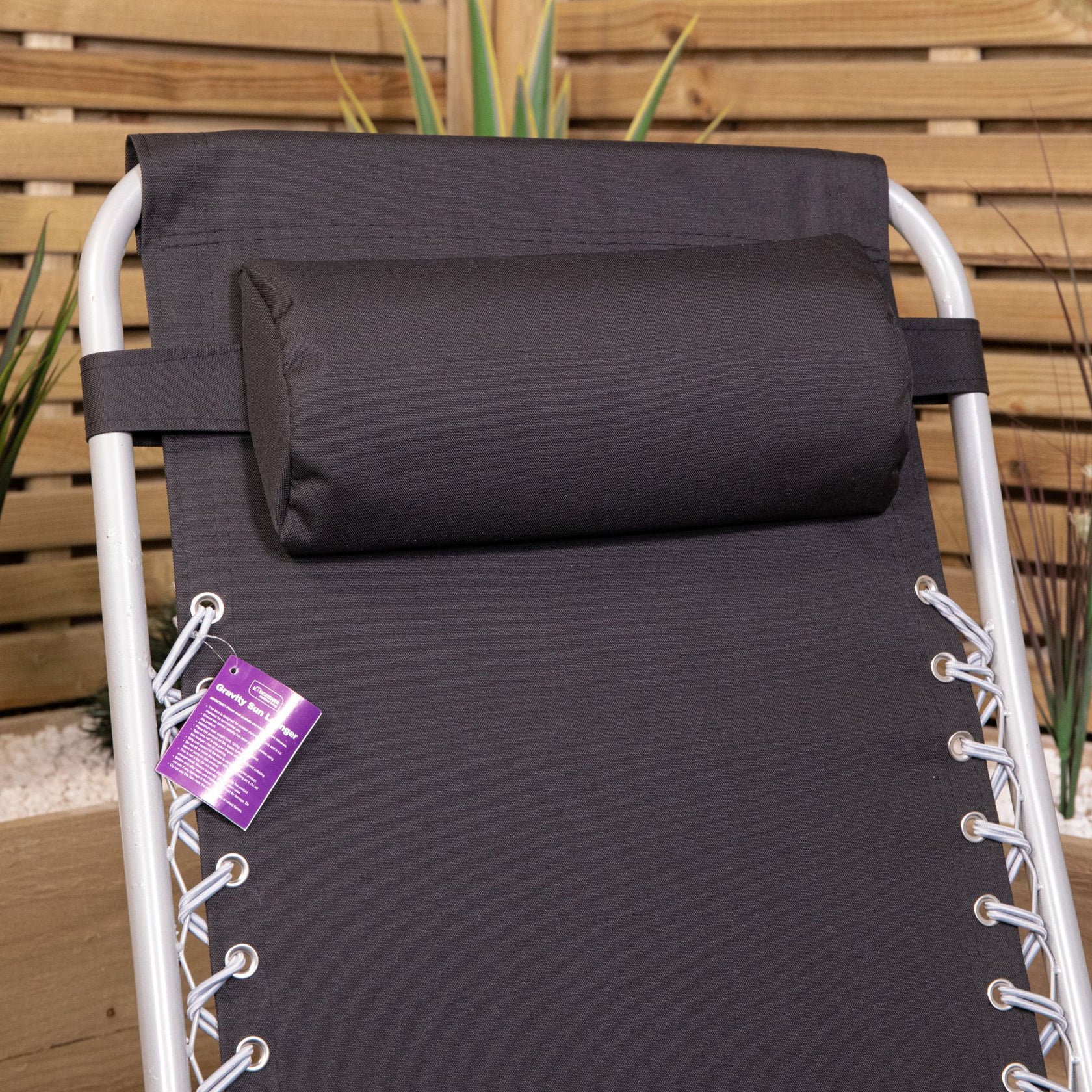 Multi Position Garden Gravity Relaxer Chair Sun Lounger in Black & Sil ...