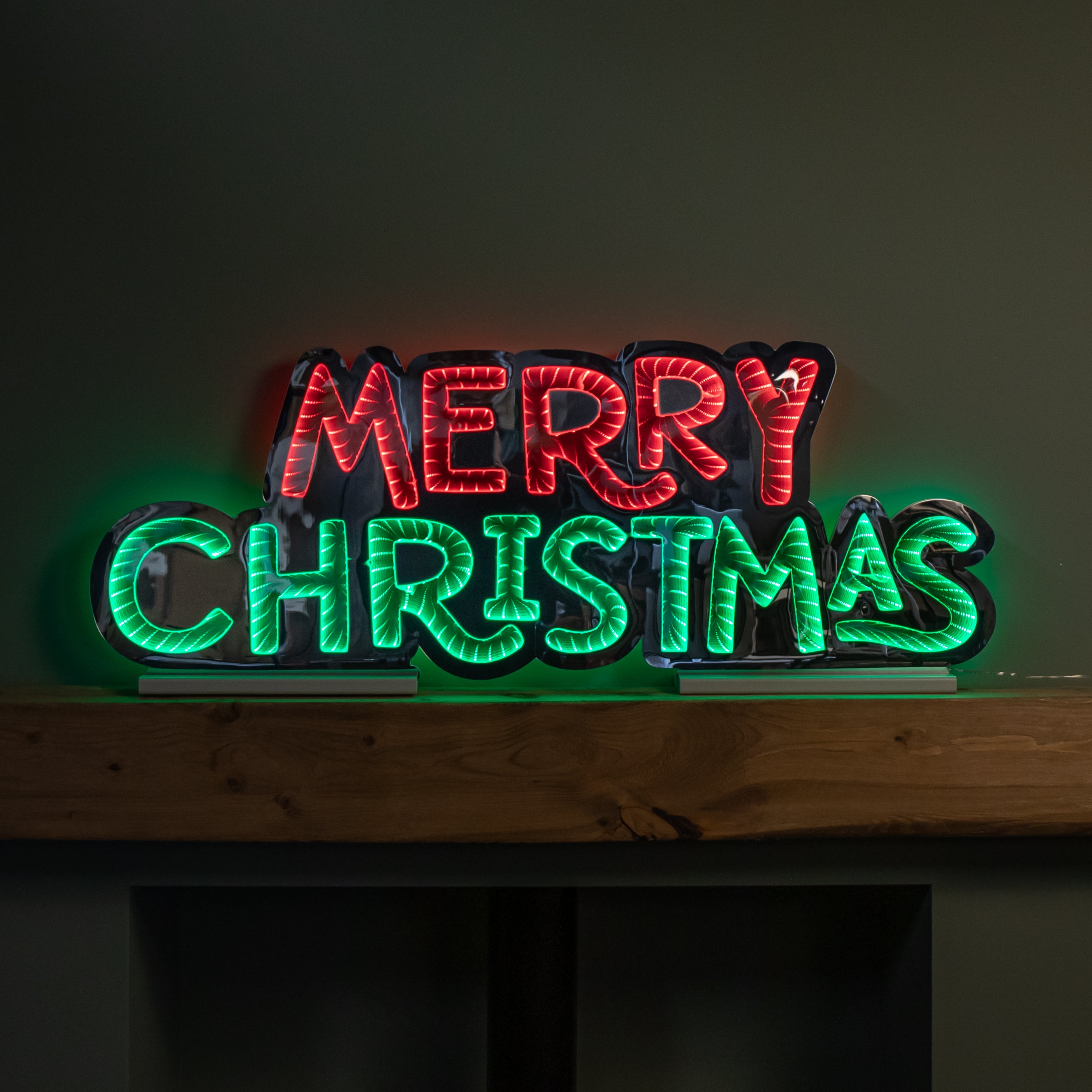 1m Light up Merry Christmas Infinity Light Decoration with Red and Gre ...