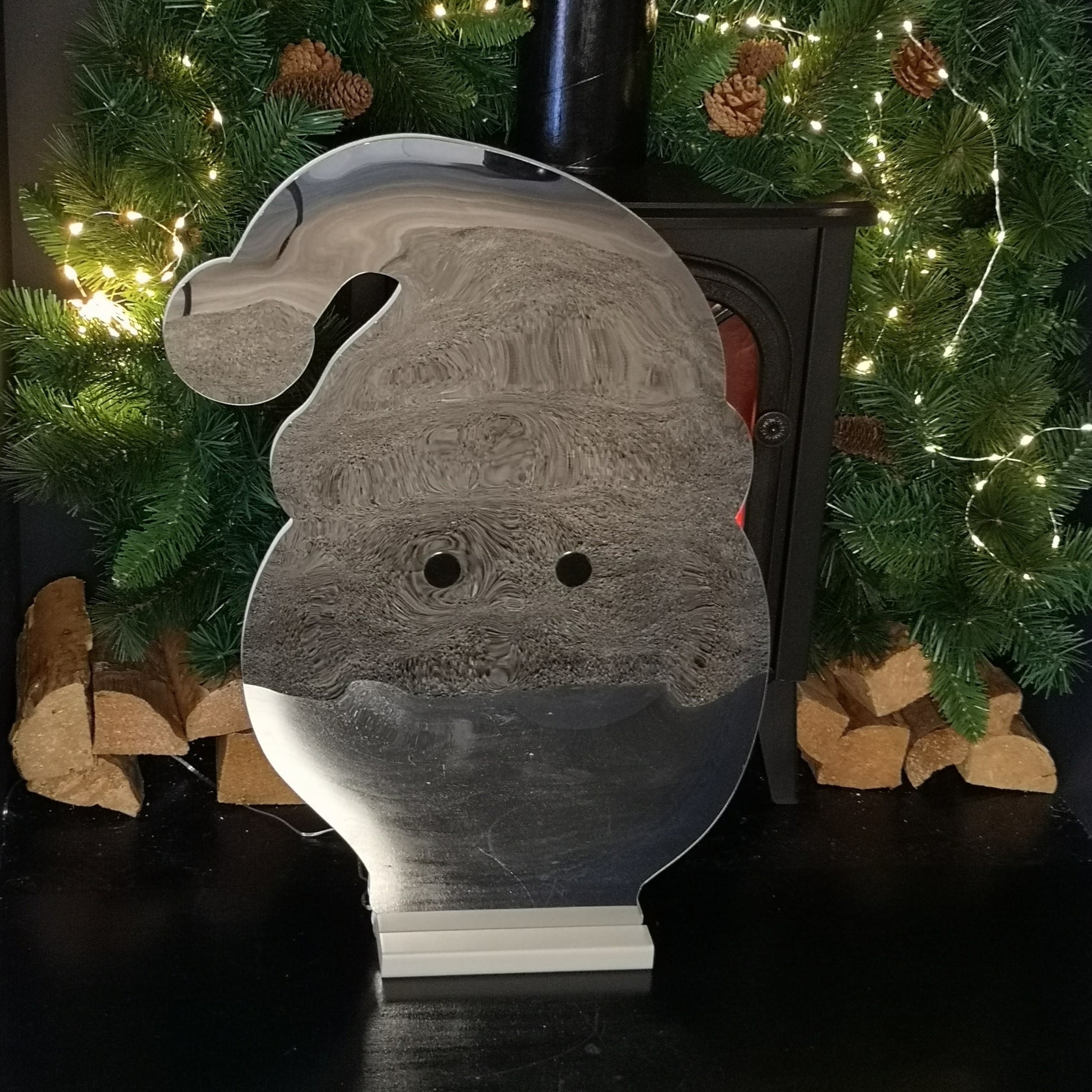 60cm LED Infinity Light Standing Santa Decoration with Wooden Base ...