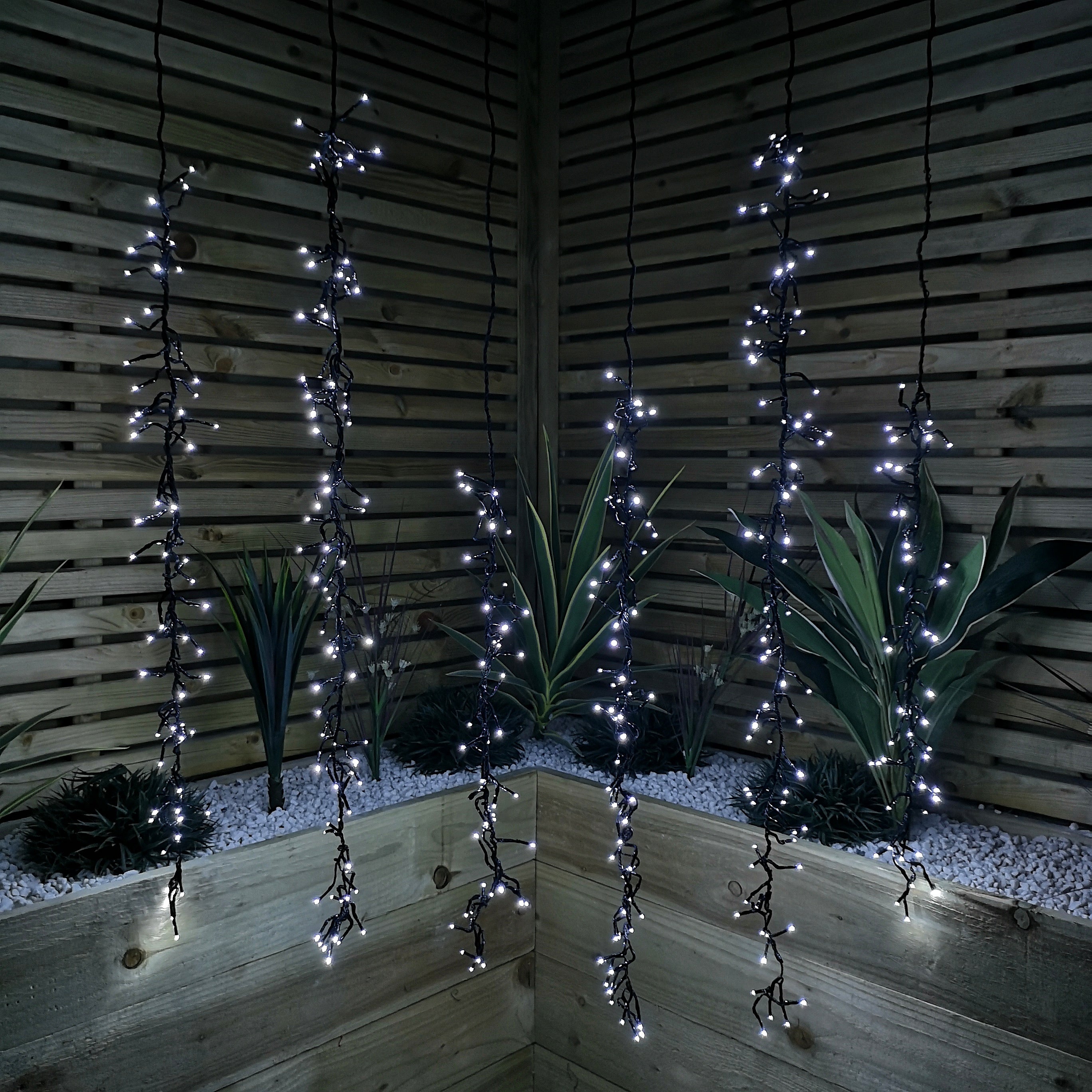 Set of 6 Drop Tree Multi-Action Christmas ClusterBrights with 384 Whit ...