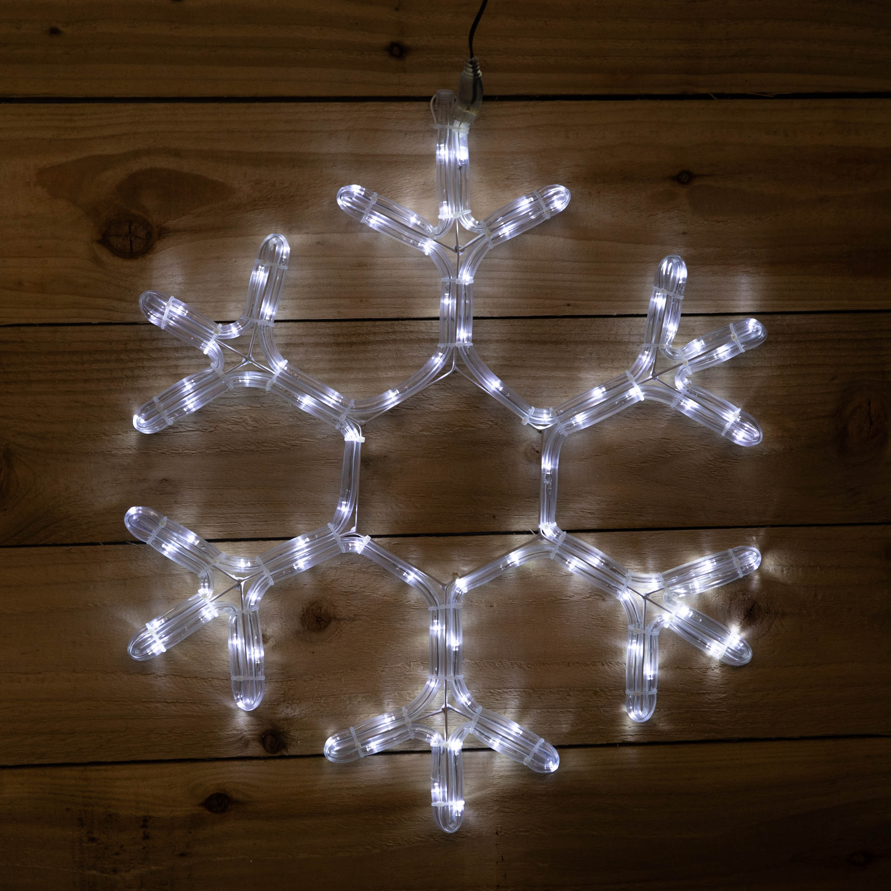 53cm Light up Hanging Christmas Snowflake Rope Light with White LEDs ...