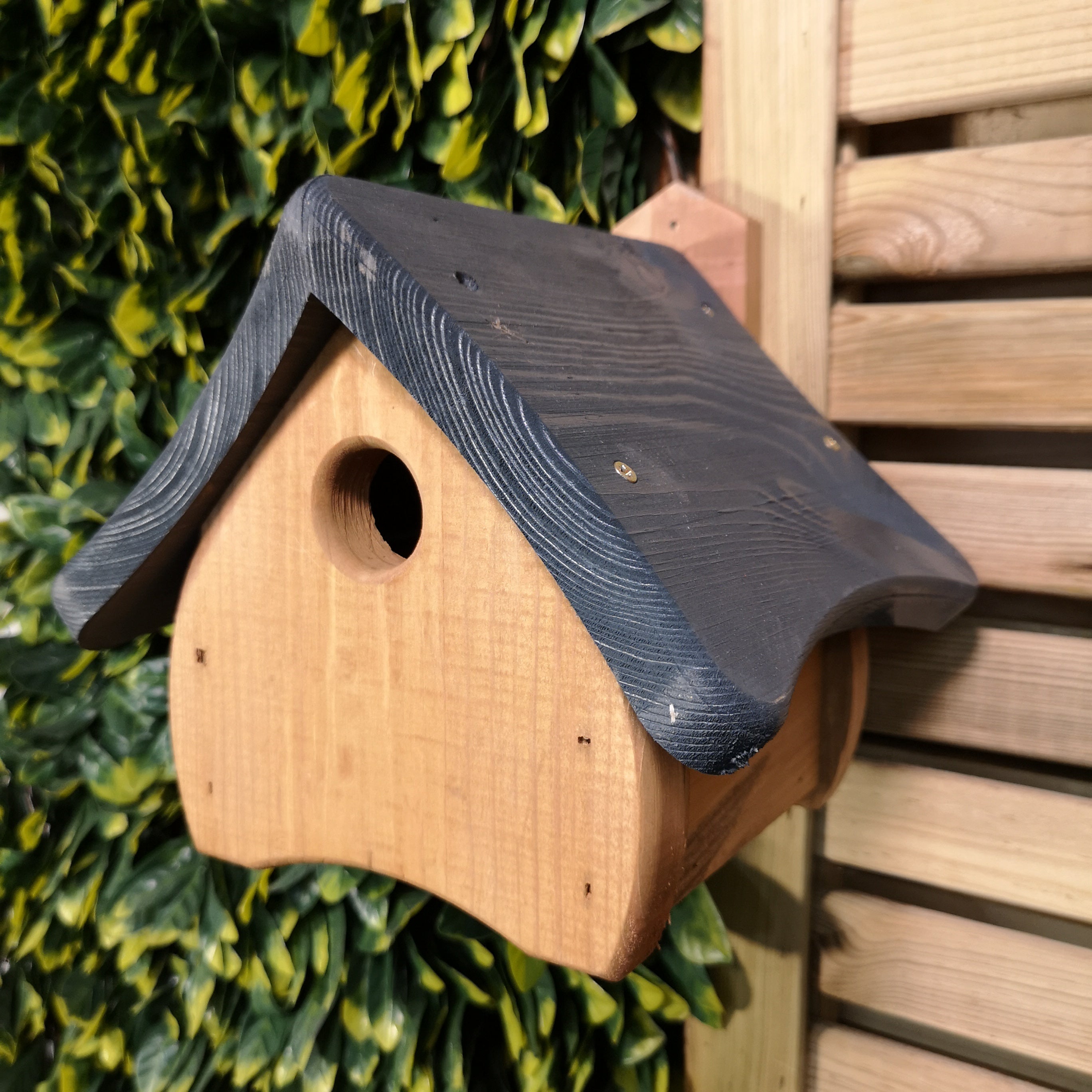Faraway Modern Wooden Garden Wild Bird Nest Box with Grey Roof - 32mm ...