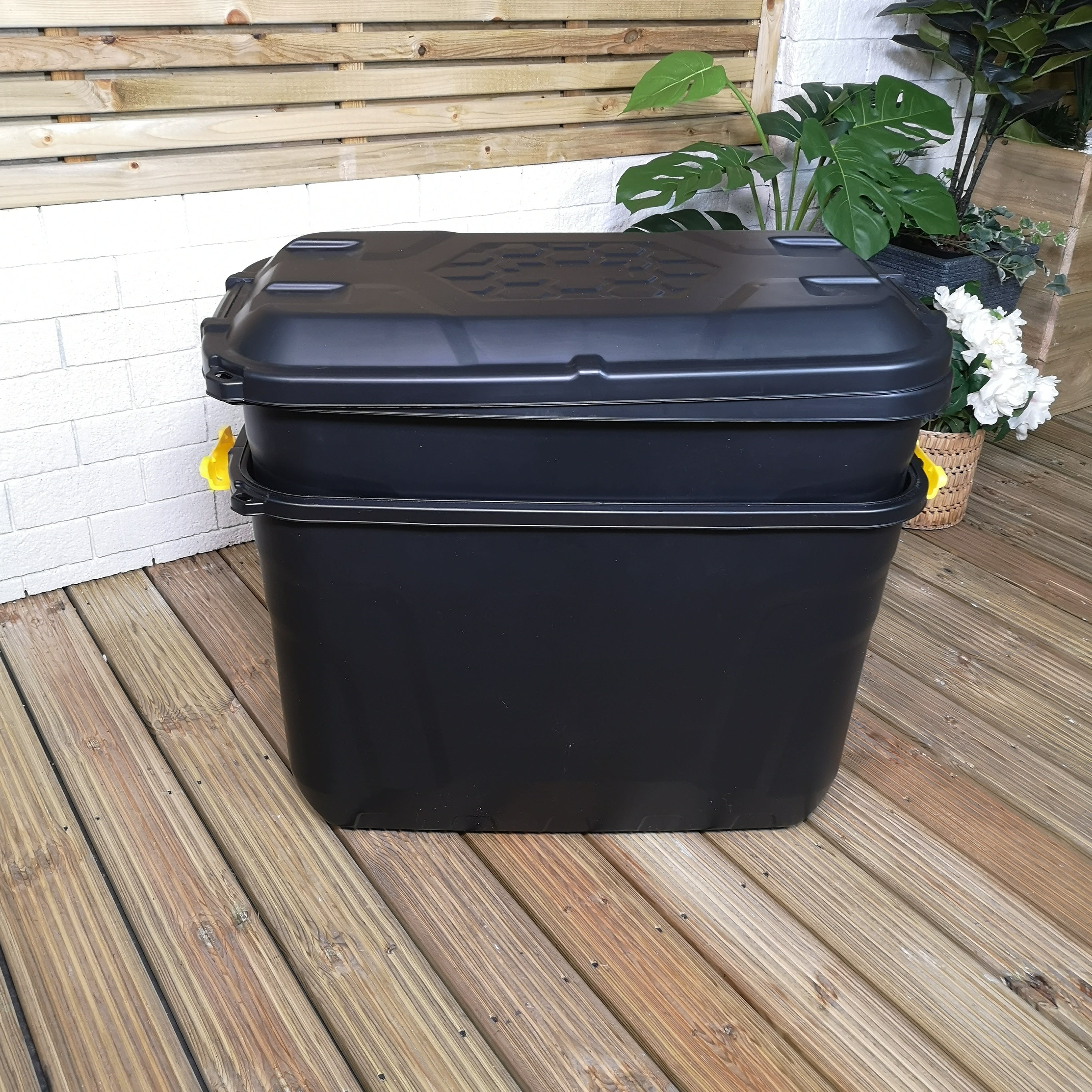 2 x 110L Heavy Duty Trunk on Wheels Sturdy, Lockable, Stackable and Ne ...