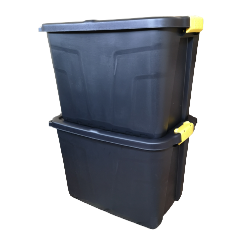 2 x 60L Heavy Duty Storage Tubs Sturdy, Lockable, Stackable and Nestab ...