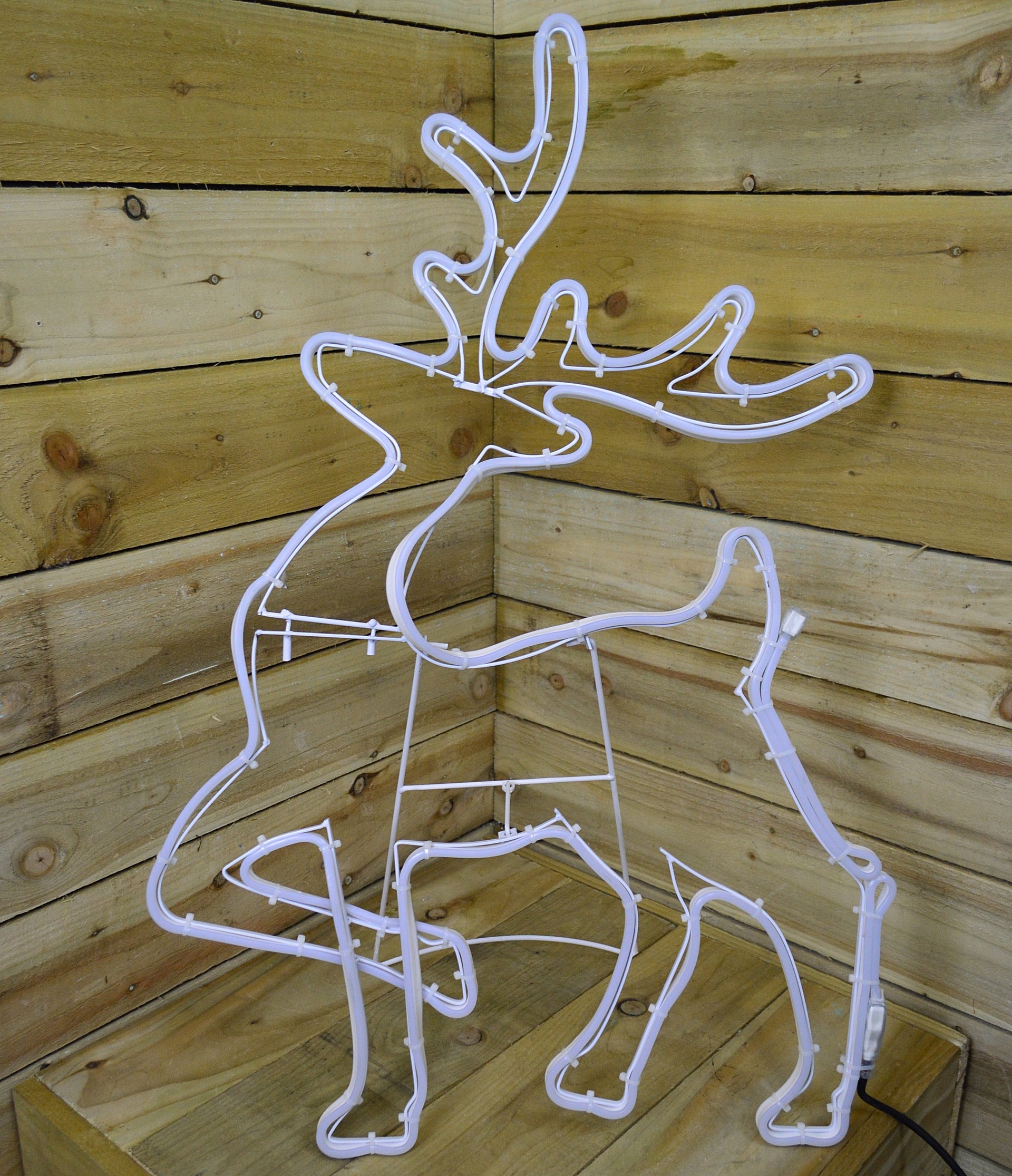 94cm x 60cm White Neon Flex LED Reindeer Stag Rope Light Christmas Sil ...