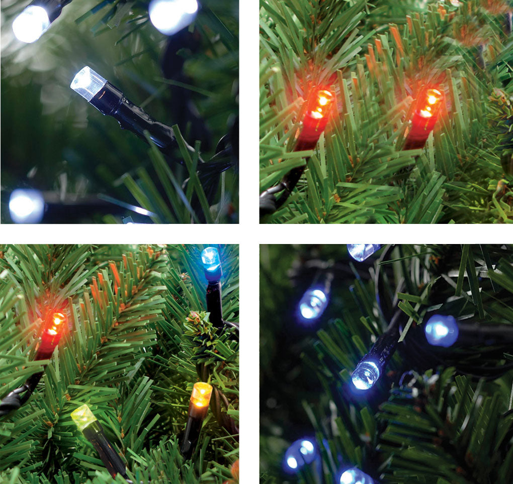 80, 160 or 200 Multi Function LED Christmas Lights in Red, White, Blue ...