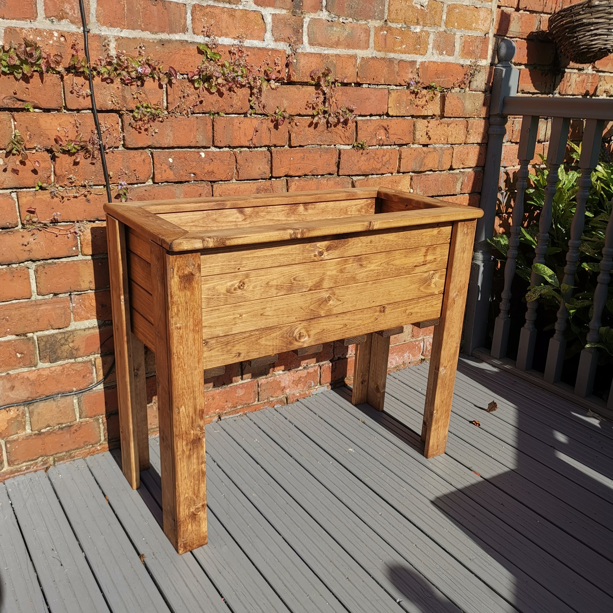 Hand Made Rustic Wooden Medium Raised Garden Trough / Flower Bed Plant ...
