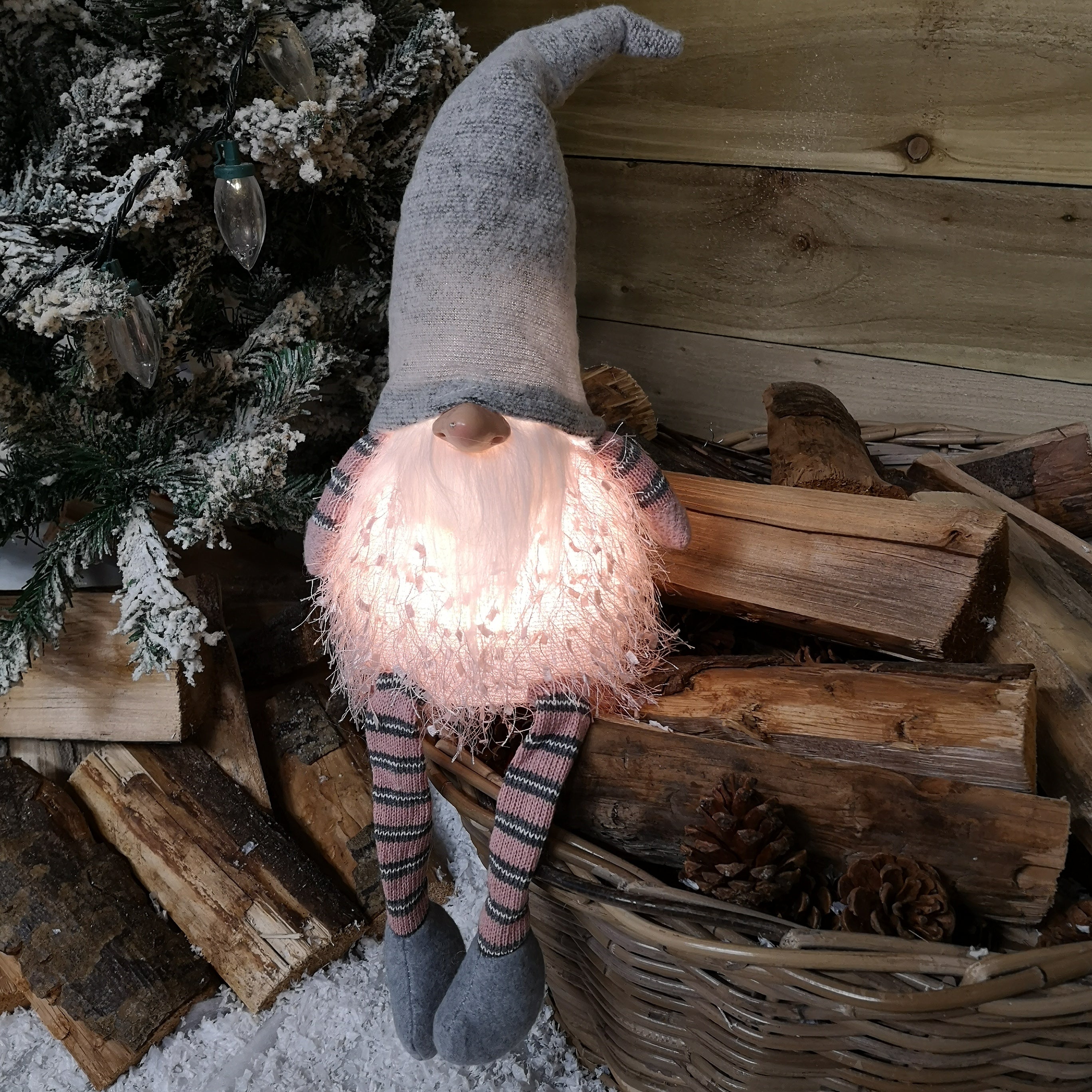 50cm Premier Christmas Sitting Male Light Up LED Gonk with Dangly Legs ...
